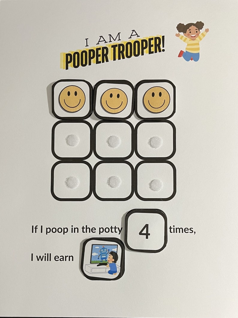 Potty Training Behavior Chart (girl) Pooper Trooper - Etsy