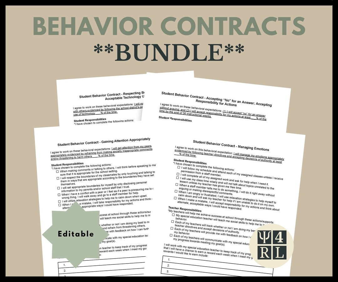 Bundle: Student Behavior Contracts - Etsy