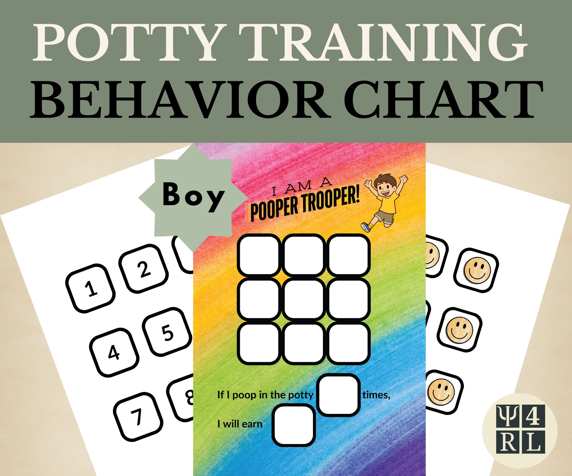 Potty Training Behavior Chart (boy) Pooper Trooper - Etsy