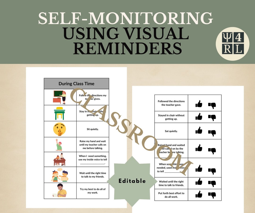 Self-monitoring Using Visual Reminders - Classroom - Etsy
