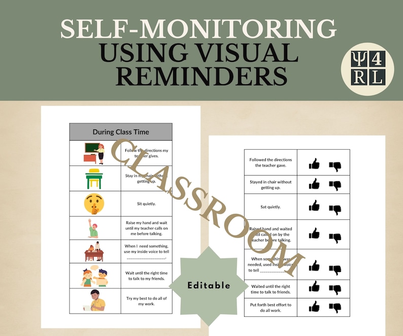 Self-monitoring Using Visual Reminders - Classroom - Etsy