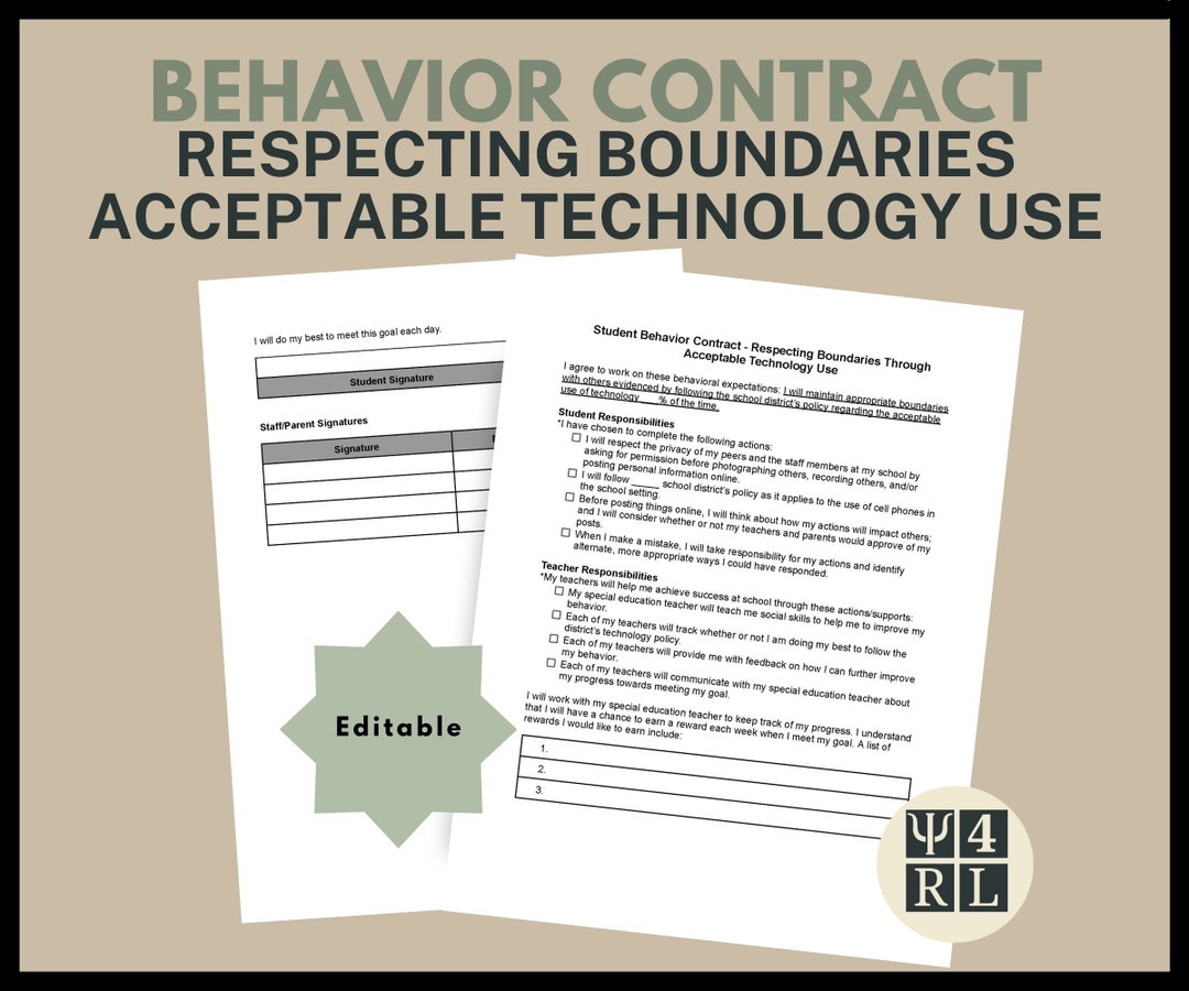 Student Behavior Contract - Respecting Boundaries Through Acceptable ...