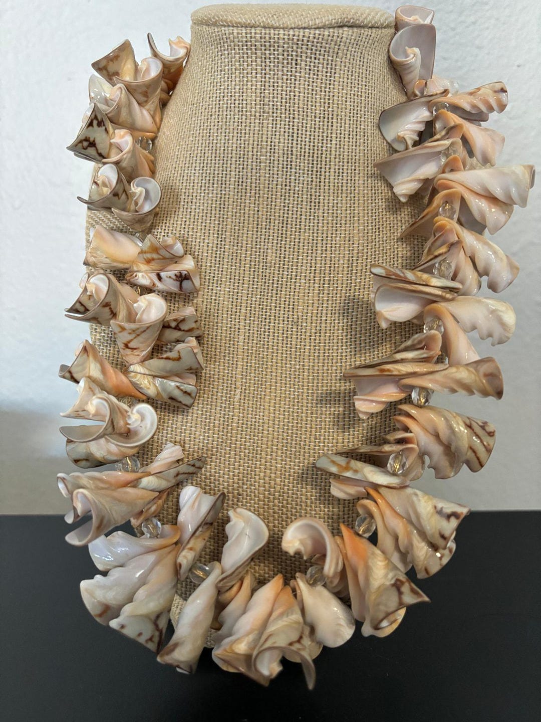 Vintage Spiral Shell Statement Necklace Sterling Silver Clasp 60's 70's ...