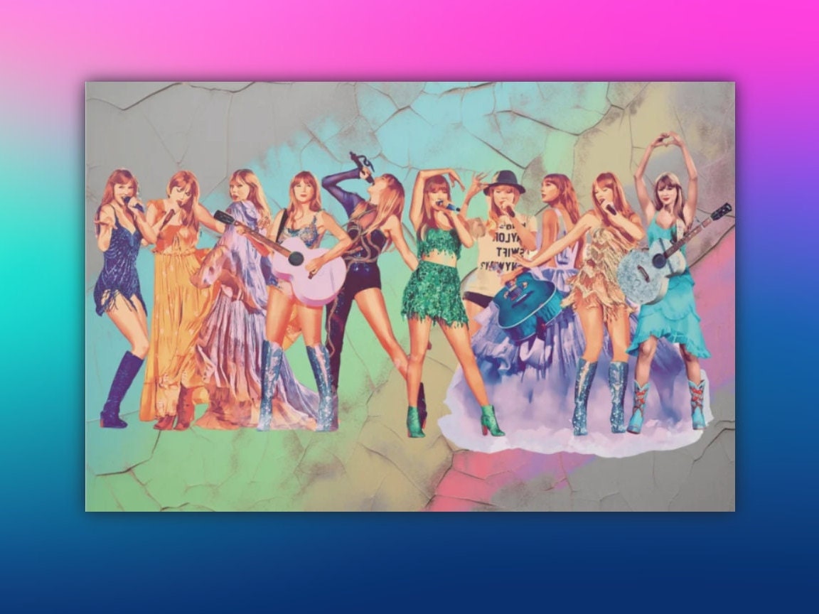 Taylor Swifties Eras Tour Multi Size Rainbow Background Concert Poster ...