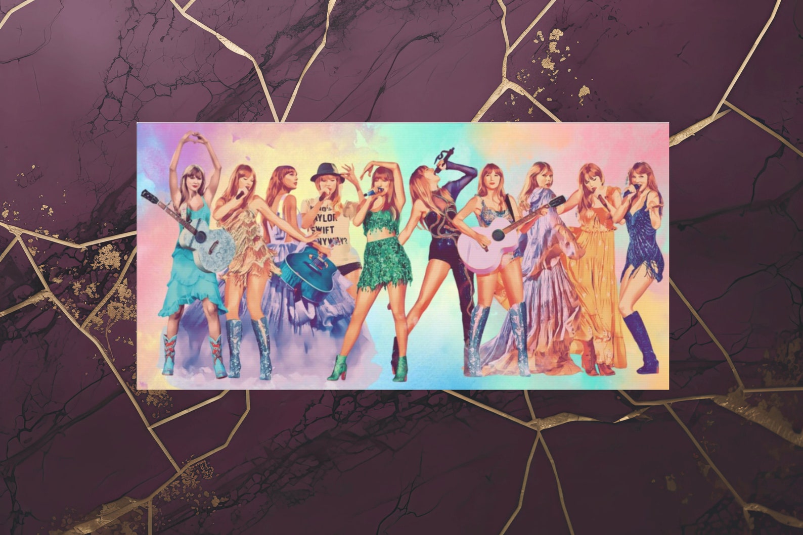Taylor Swifties Eras Concert Tour Fashion Collage 20 X 10 Inch ...