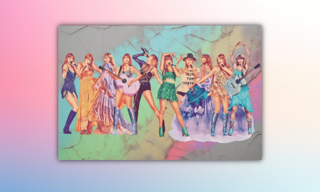Taylor Swifties Eras Tour Multi Size Rainbow Background Concert Poster ...