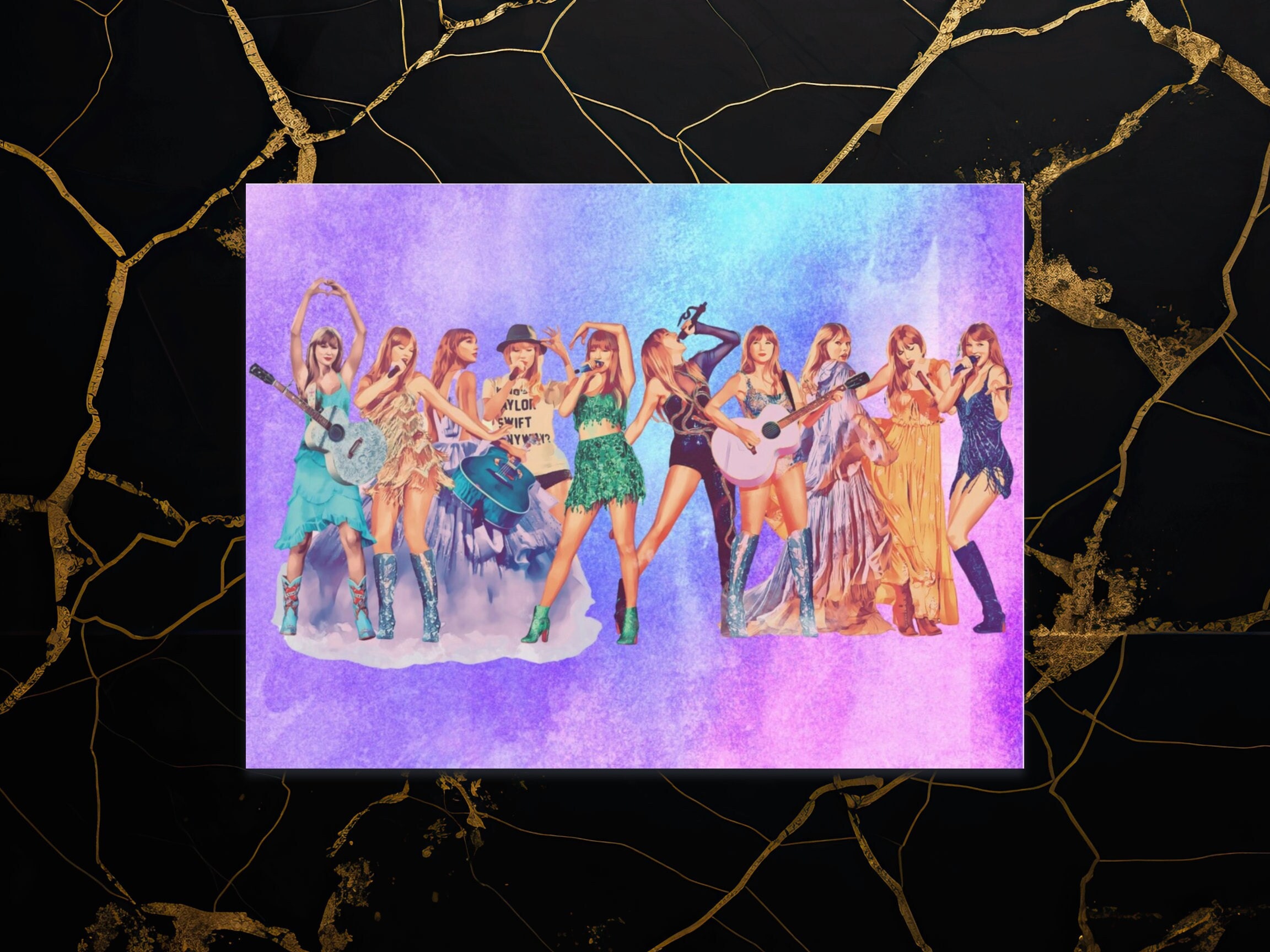 Taylor Swifties Pink Blue Watercolor Background Horizontal Concert ...