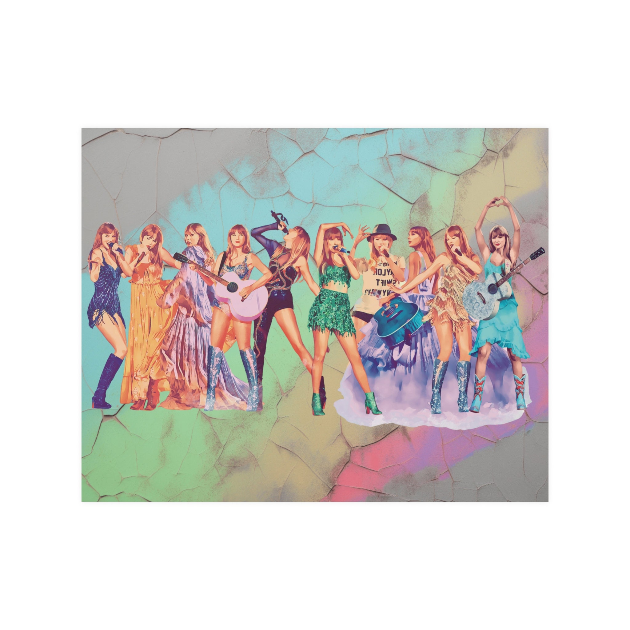 Taylor Swifties Eras Tour Multi Size Rainbow Background Concert Poster ...