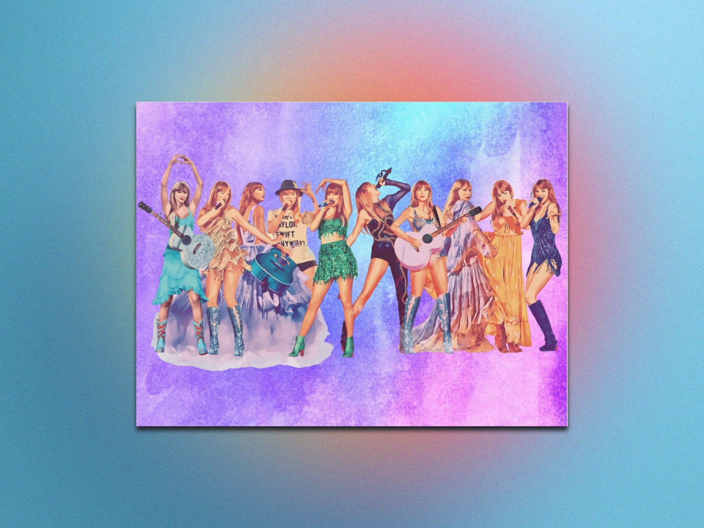 Taylor Swifties Pink Blue Watercolor Background Horizontal Concert ...