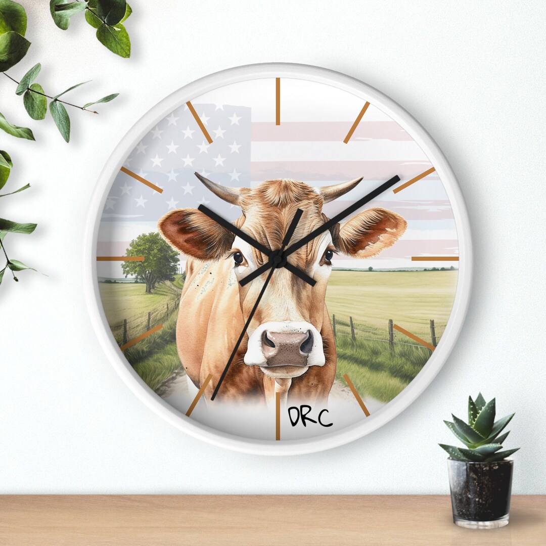 American Cow Wall Clock - Etsy
