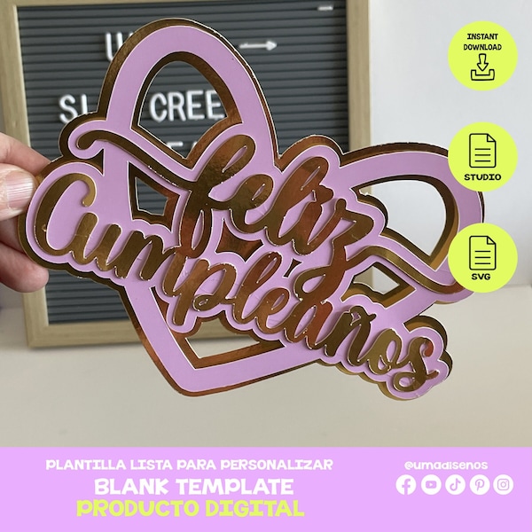 Topper feliz cumpleaños - Etsy España