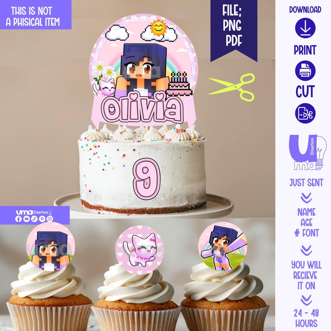 Printable Aphmau Cake Topper Customizable Cake Toppers Personalized ...