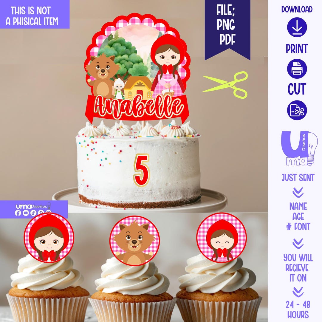 Printable Little Red Riding Hood Cake Topper Perfect for Kids Parties ...