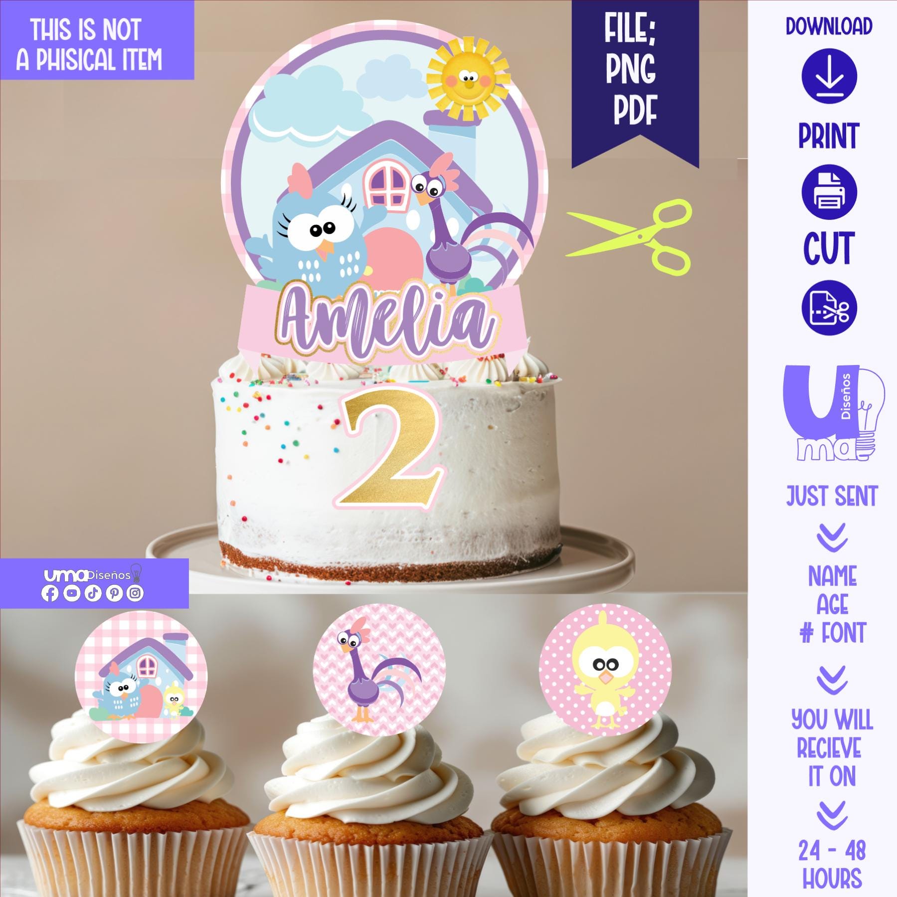 Printable Lottie Dottie CHICKEN Cake Topper Perfect for Kids Parties ...