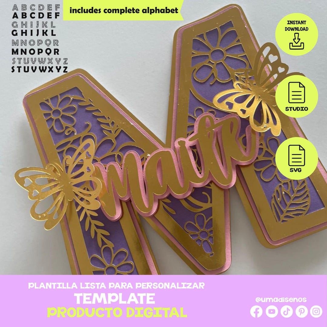 Floral Alphabet Template Floral Alphabet Template SVG Editable Flower ...