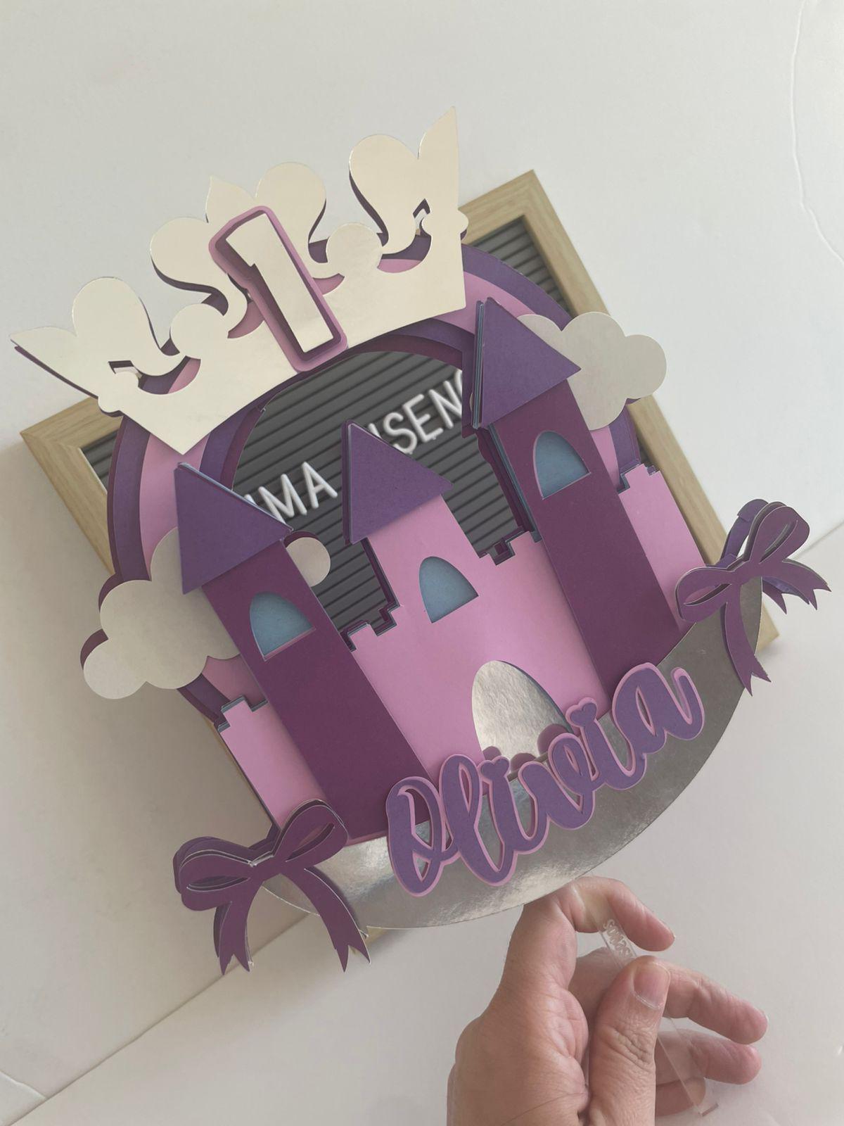 Princess Castle Cake Topper SVG Layer Template | Cake Topper Princess ...