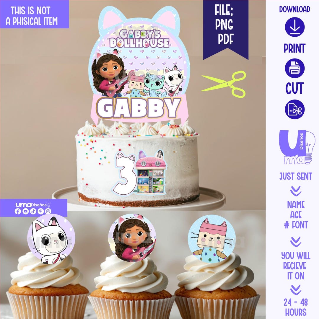 Printable Gabby Dollhouse Cake Topper Perfect for Kids Parties Free ...
