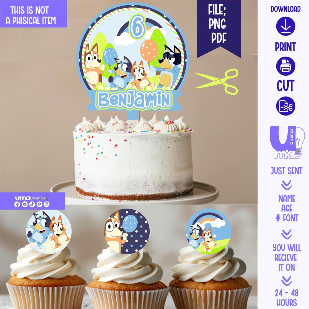 Printable Bluey and Bingo Cake Topper Perfect for Kids Parties Free ...