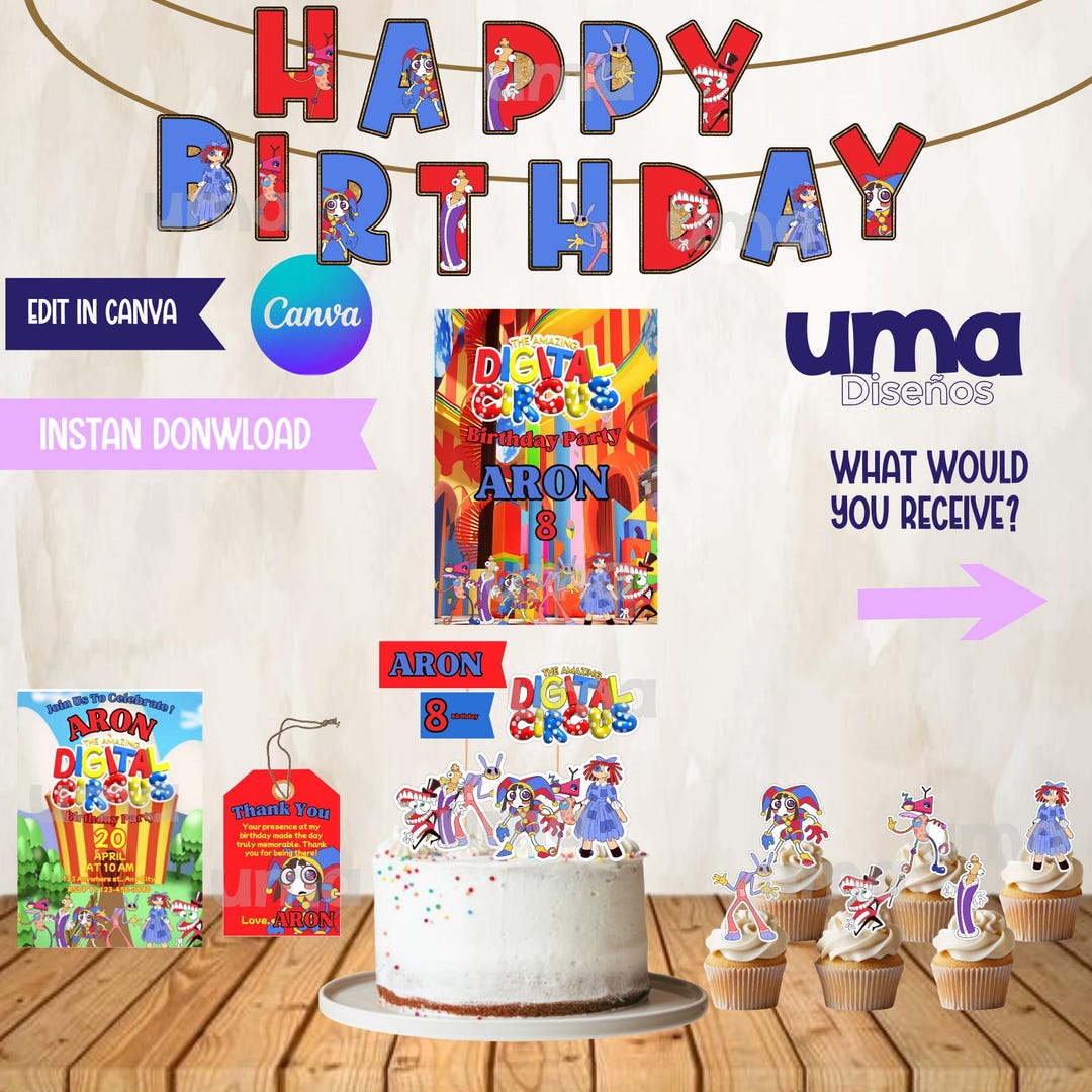 All-in-one Digital Circus Party Pack - Easy Canva Editing for a Fun ...