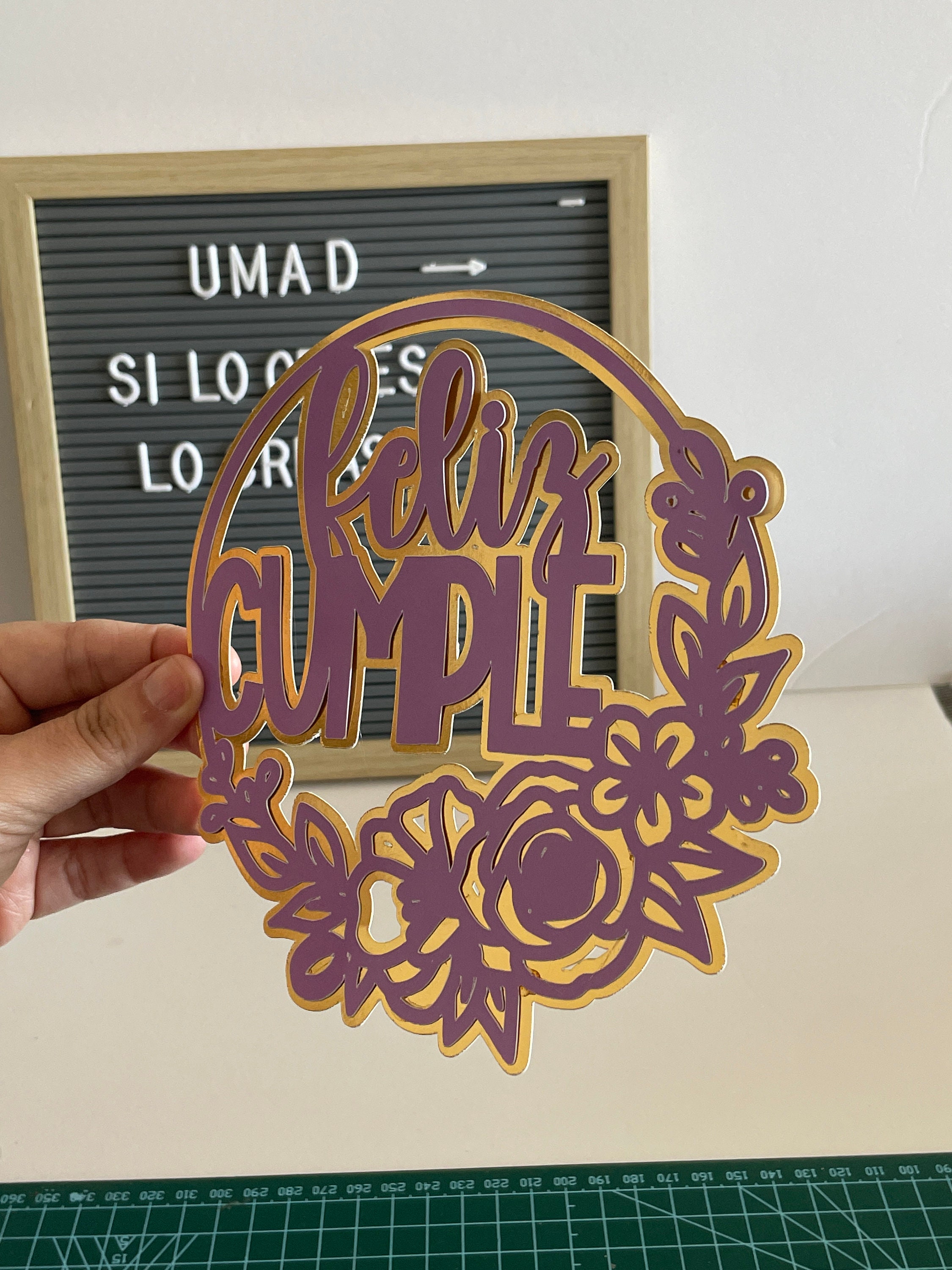 Feliz Cumpleaños Cake topper SVG Floral Feliz Cumple Cut file Cameo ...