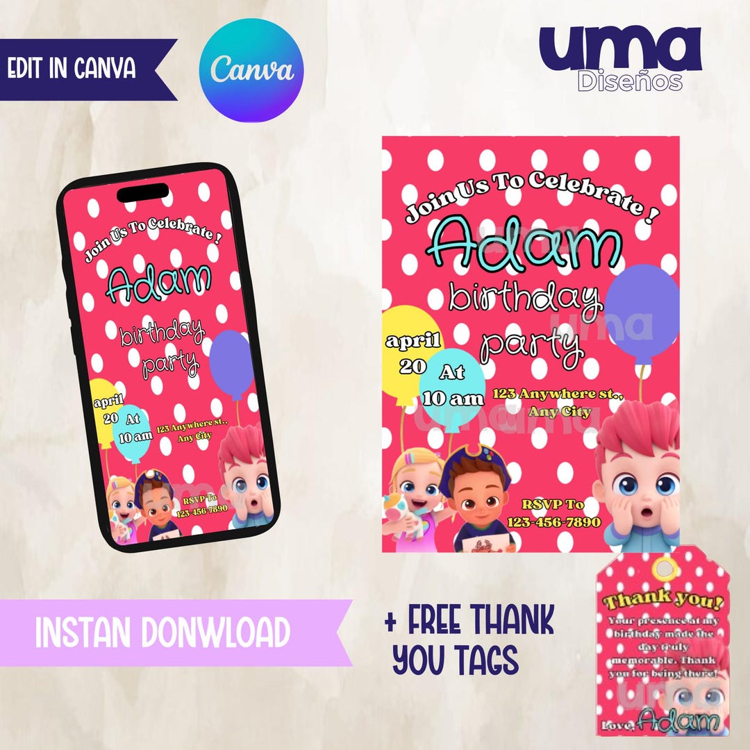 Bebefinn PRINTABLE Editable Bebefinn Birthday Invitation Template ...