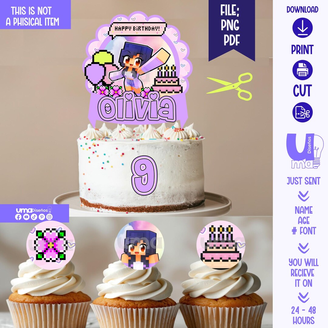 Printable Aphmau Cake Topper Customizable Cake Toppers Personalized ...