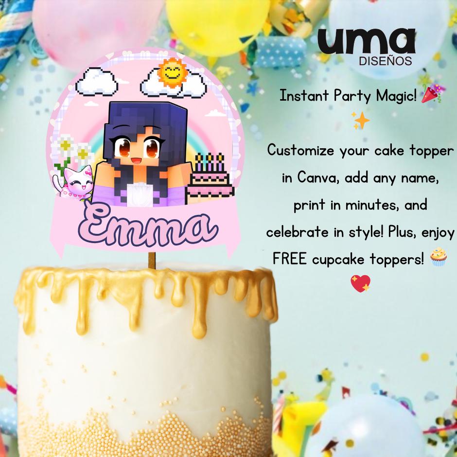 Aphmau Cake Topper Customizable Cake Toppers Personalized Cupcake ...