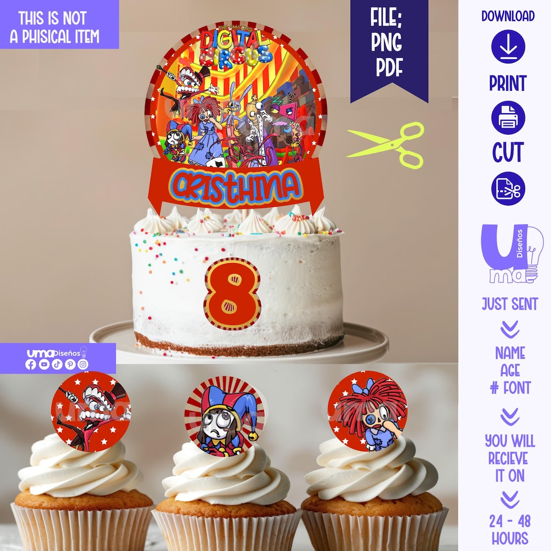 Printable the Amazing Digital Circus Cake Topper – Perfect for Kids ...
