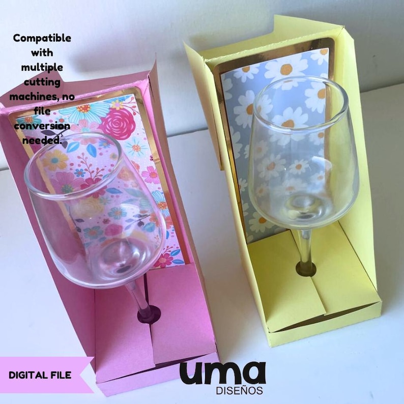 Wine Glass Box Template – 2 Styles – SVG & Studio Files for Cricut and ...