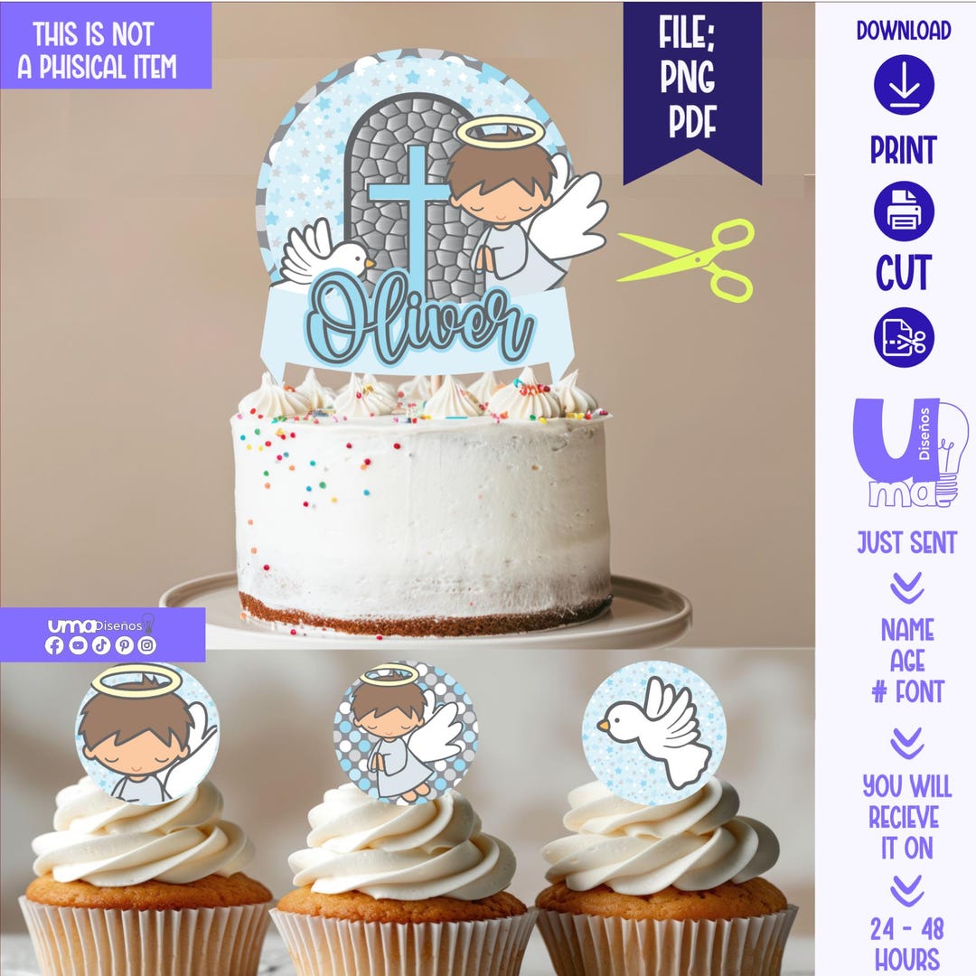 Printable Angel Boy Cake Topper – Perfect for Baptisms, Christenings ...