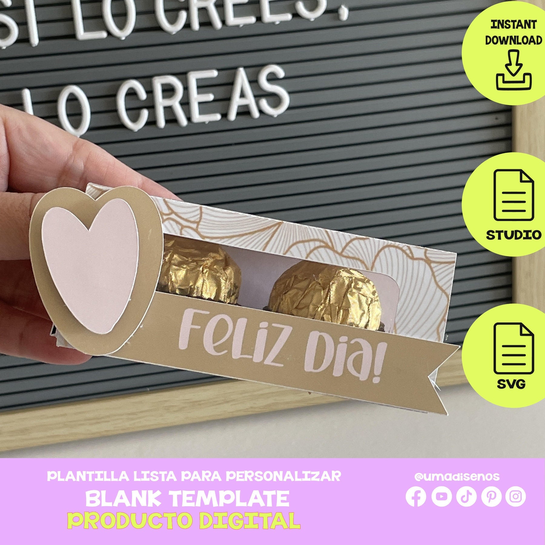 Template Duo Ferrero Rocher Box SVG Cut File Chocolate Ferrero Rocher ...