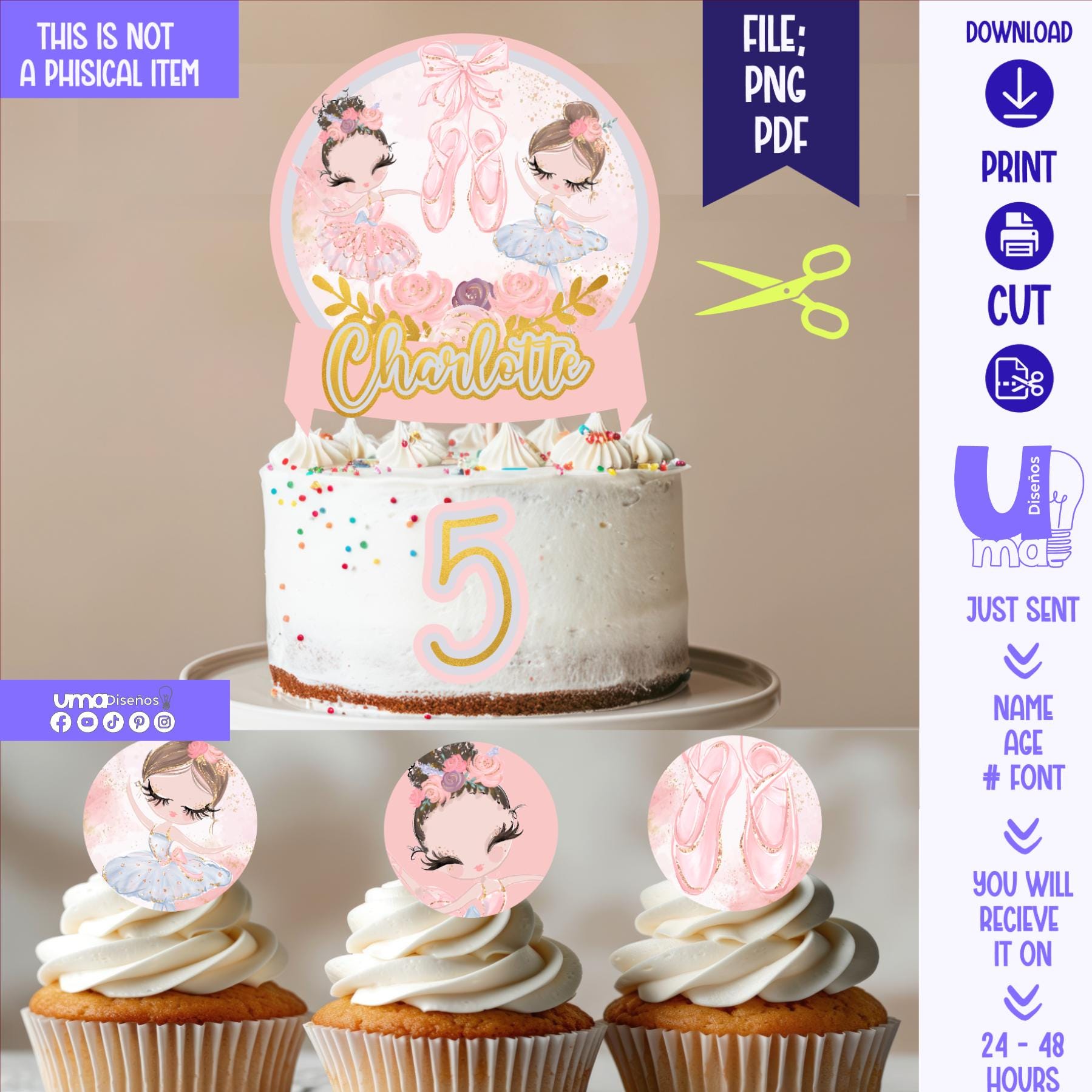 Printable Ballerina Ballet Cake Topper – Perfect for Dance-themed ...