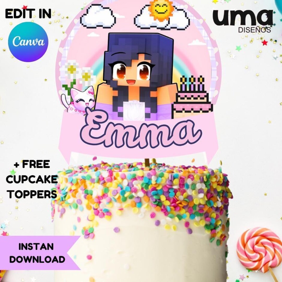 Aphmau Cake Topper Customizable Cake Toppers Personalized Cupcake ...