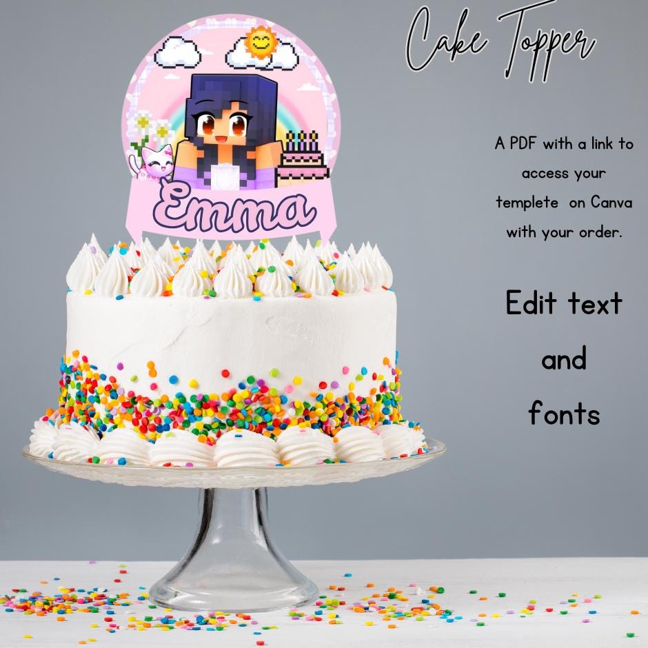 Aphmau Cake Topper Customizable Cake Toppers Personalized Cupcake ...