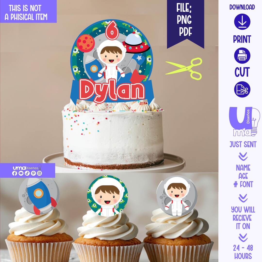 Printable Astronaut Boy Cake Topper – Perfect for Birthday Kids ...