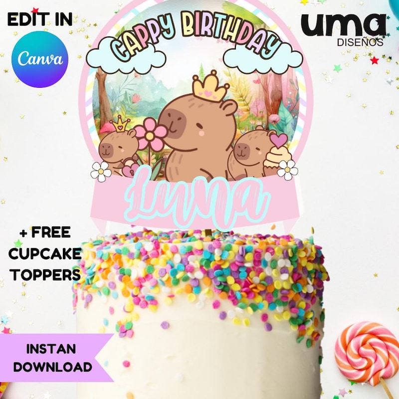 Capibara cake topper - Etsy España