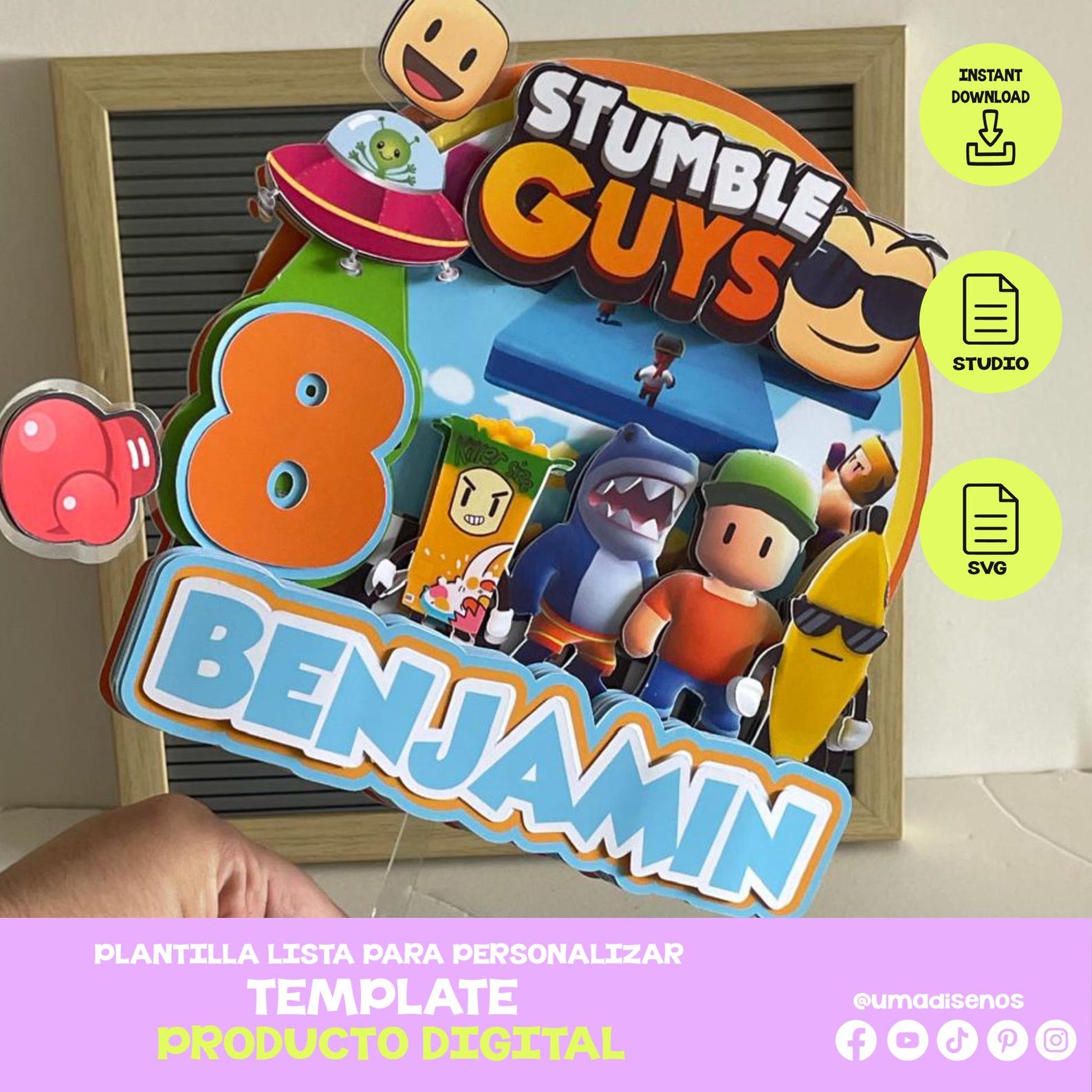 Stumble Guys Cake Topper SVG Layer Template Cake Topper Stumble Guys ...