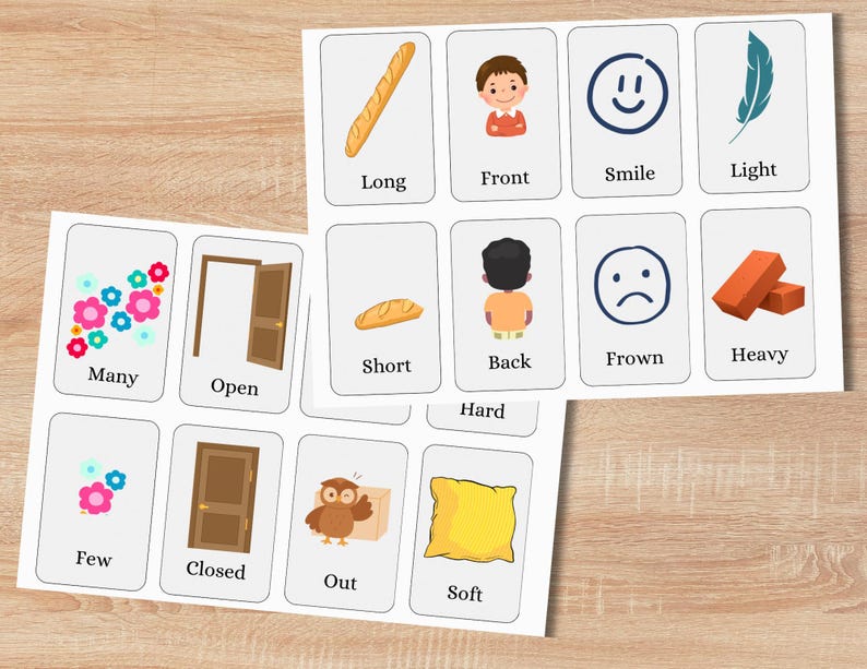 Opposites Flashcards for Kids, 84 Opposites Cards, Homeschool ...