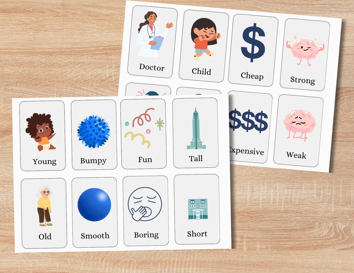 Opposites Flashcards for Kids, 84 Opposites Cards, Homeschool ...