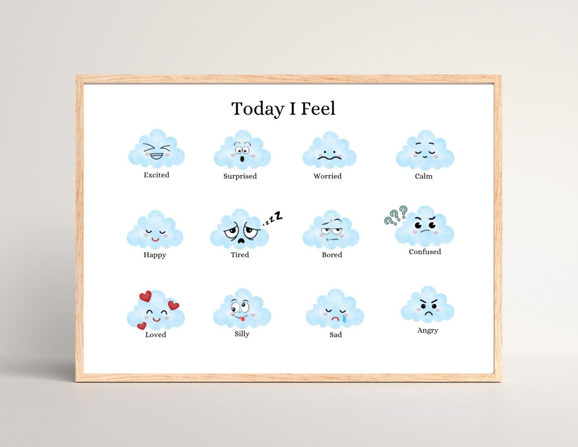 Kids Feelings Chart, Set of 2 Feelings Posters, Printable Velcro ...