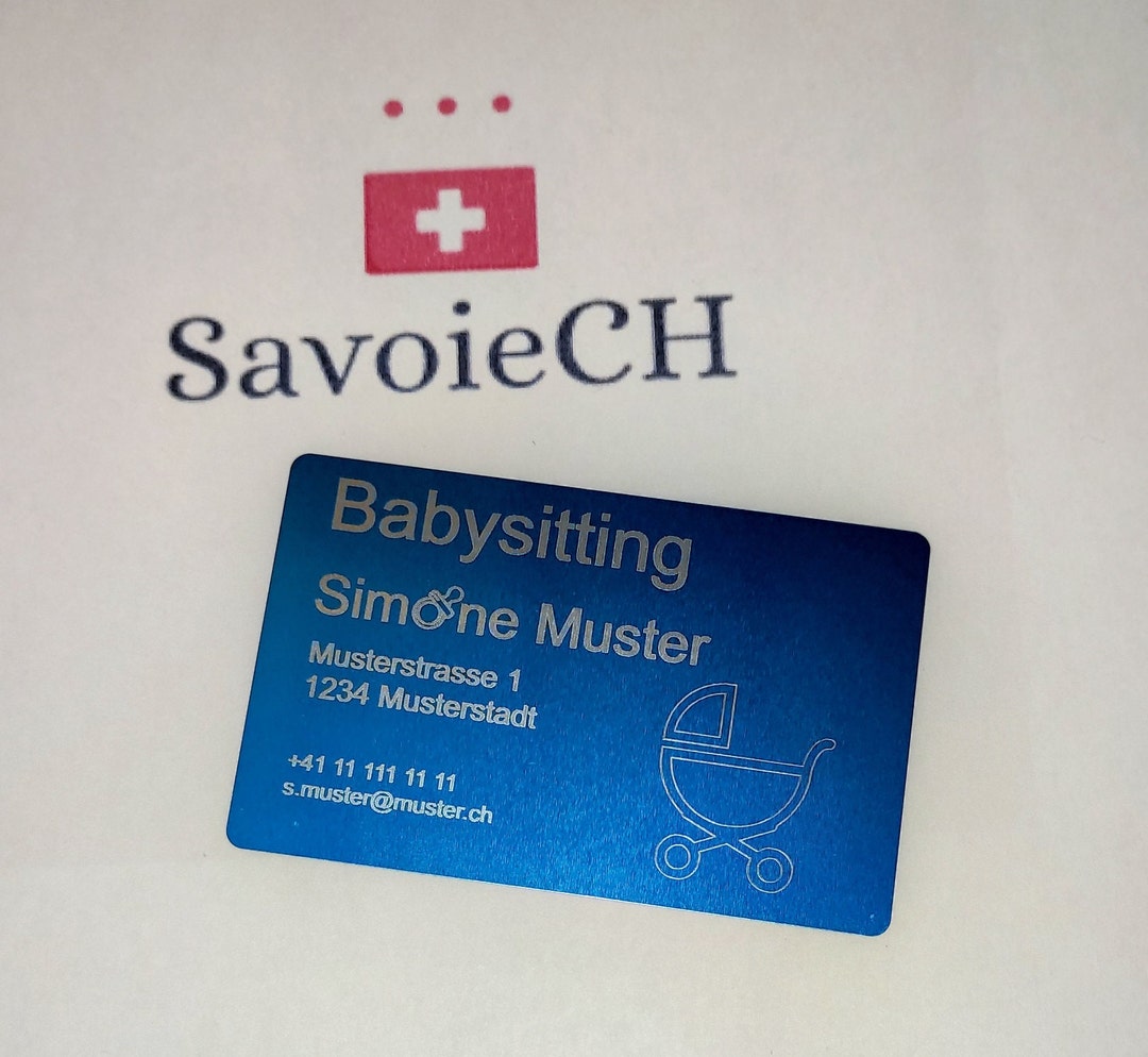 Laser Engraved Blue Metal Business Card - Etsy