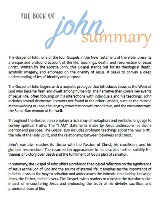 Comprehensive Bible Summary by Book - Etsy