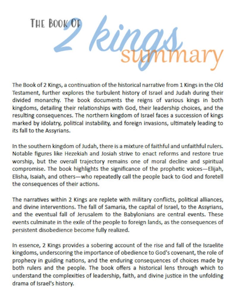 Comprehensive Bible Summary by Book - Etsy