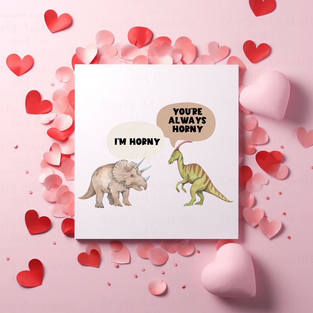 Dinosaur Rude Valentines Greeting Cards naughty - Etsy