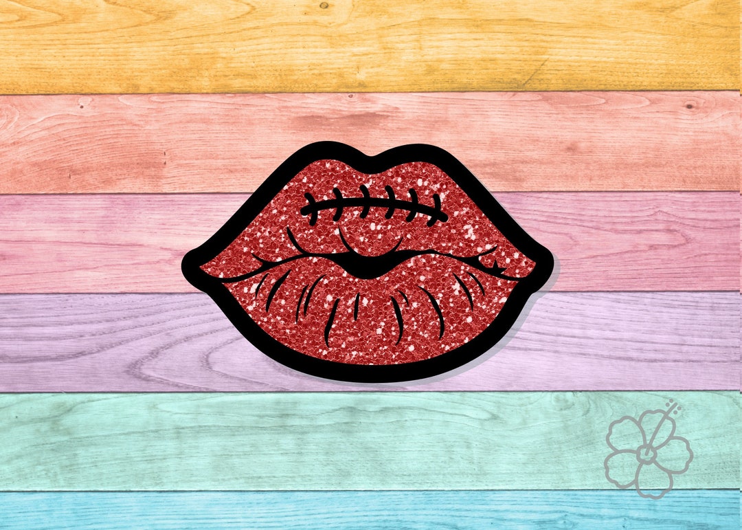 Football Kiss Lips DIE CUT | Bling Homecoming Mum and Graduation Cuts ...