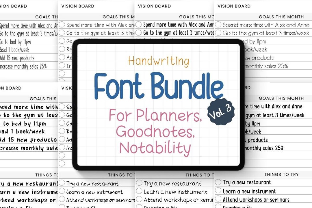Font Bundle Handwritten Font Goodnotes Simple Font Study Digital Note ...