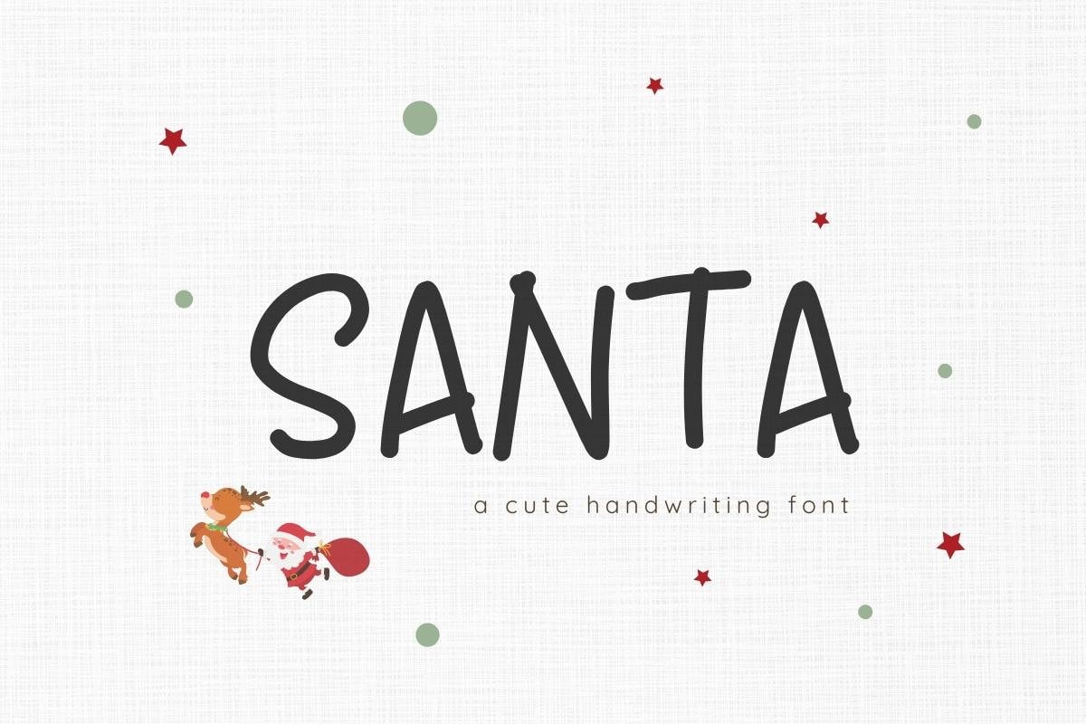 Santa Handwritten Font, Cute Font, Cricut Font, Fun Font, Fonts for ...