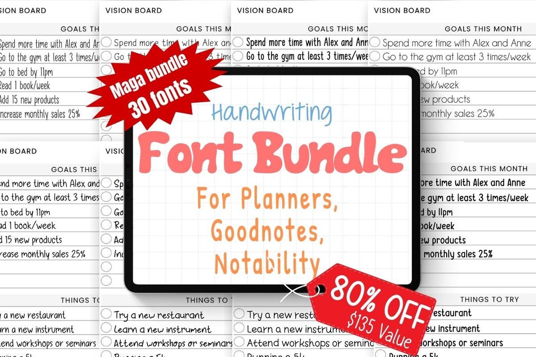 Font Bundle Handwritten Font Goodnotes Simple Font Study Digital Note ...