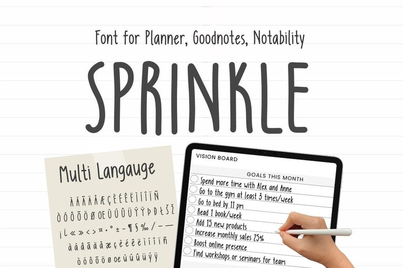 Handwritten Font Goodnotes Simple Font Study Digital Note Cute Font ...