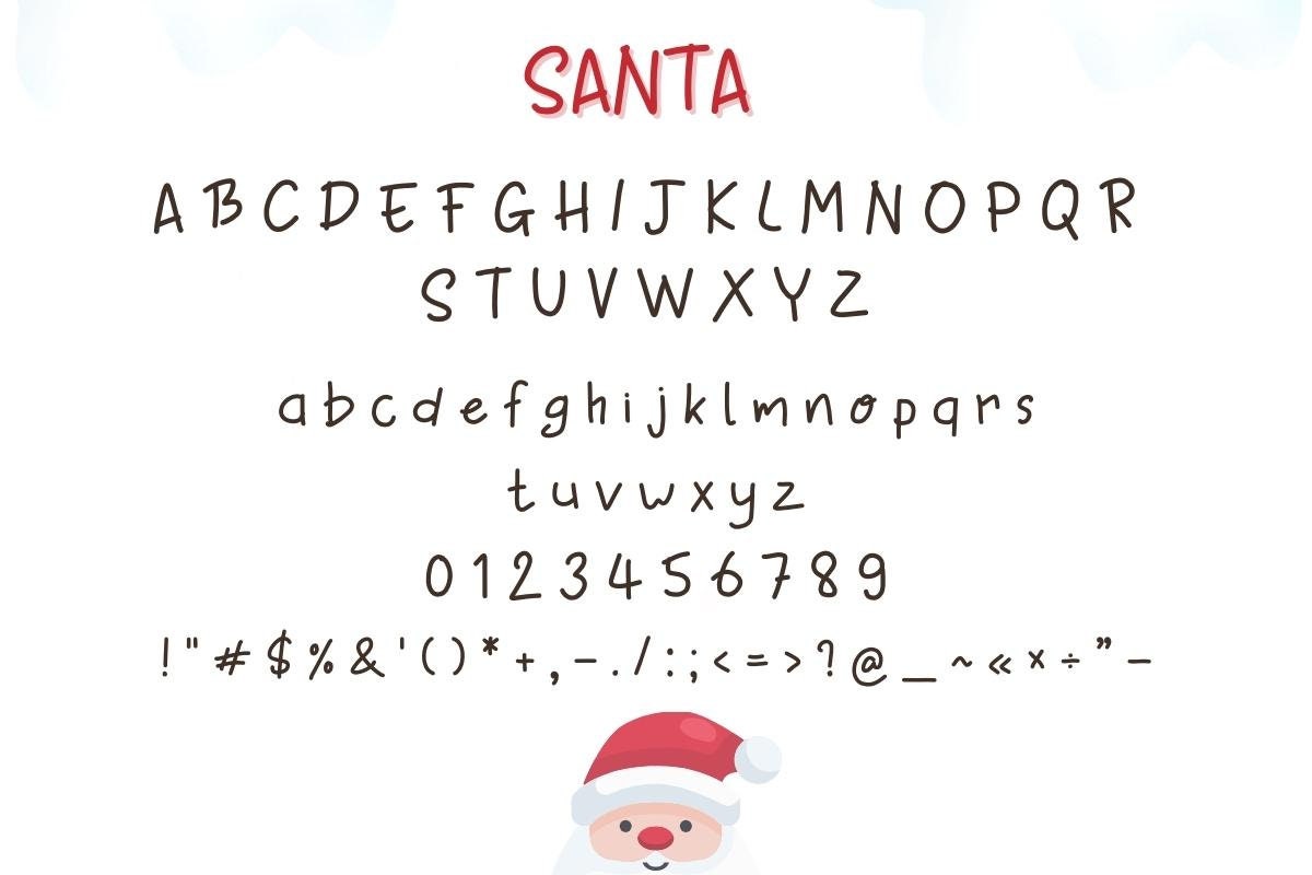 Santa Handwritten Font, Cute Font, Cricut Font, Fun Font, Fonts for ...
